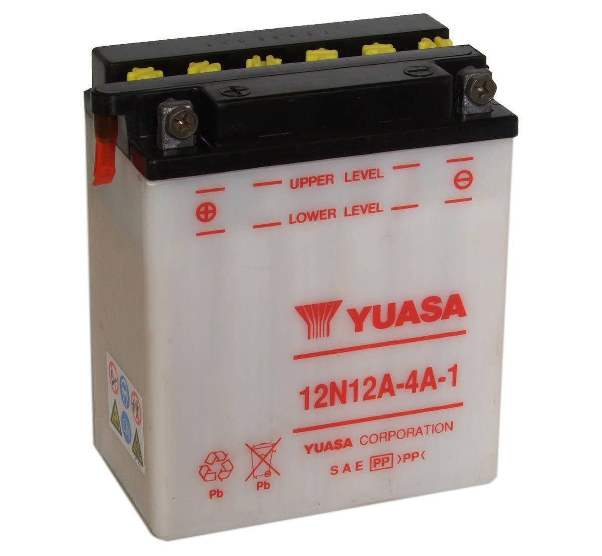 Batería de moto 12V 12AH YUASA - 12N12A-4A-1 - Precio: 41,54 € - Megataller